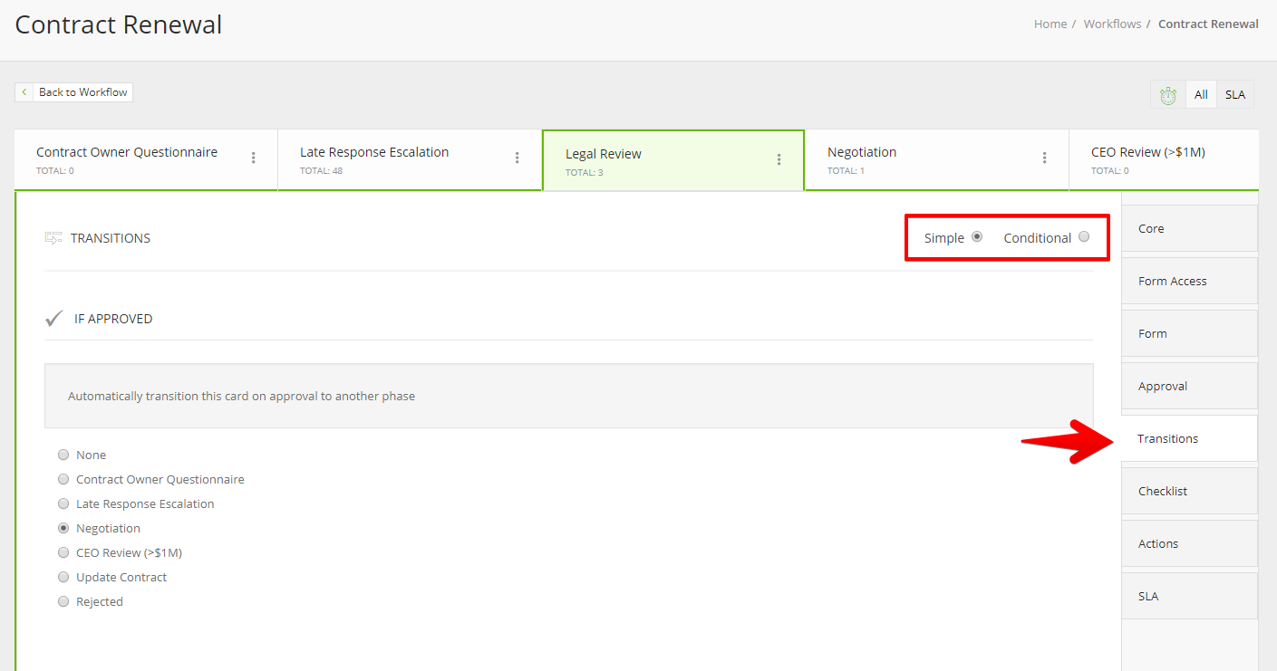 Configuring Workflow Transitions